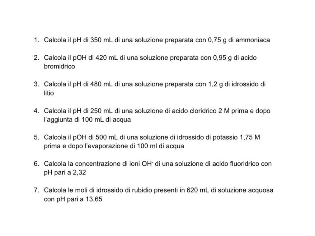 1. Calcola il pH di 350 mL di una soluzione | StudyX