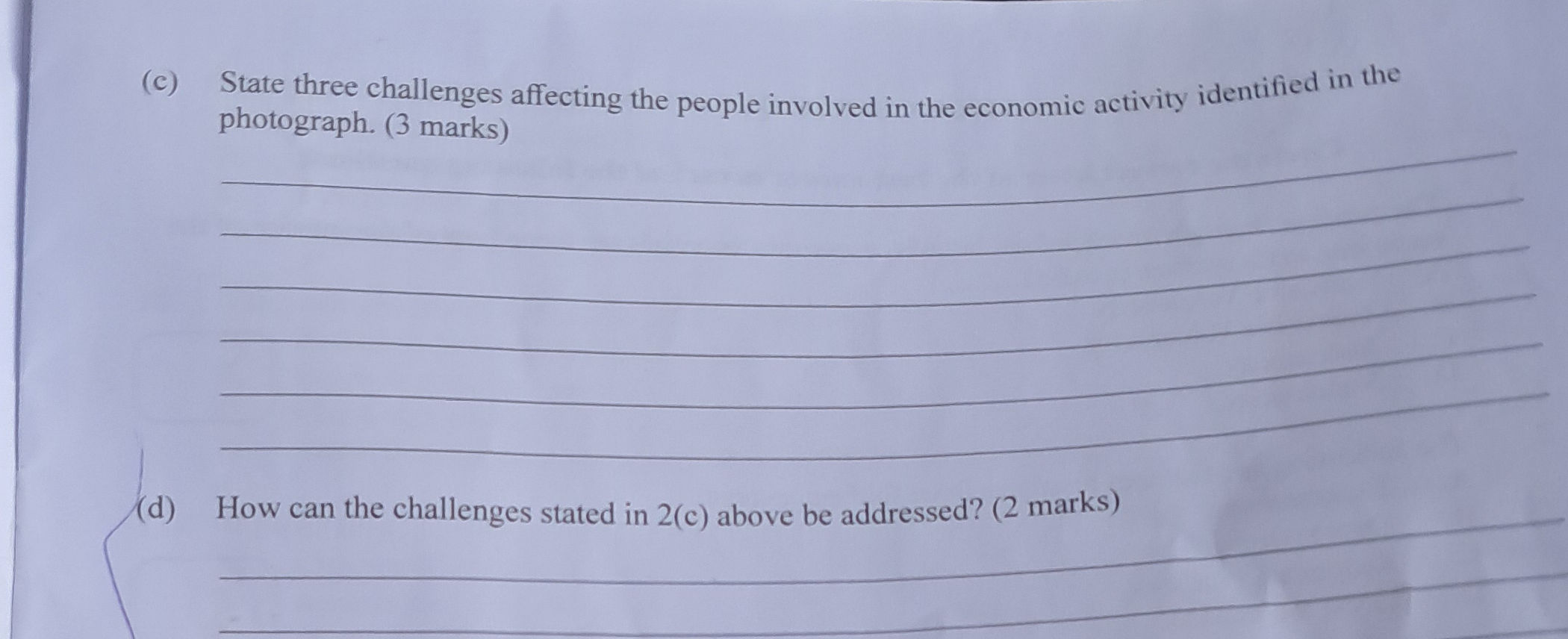 (c) State three challenges affecting the | StudyX