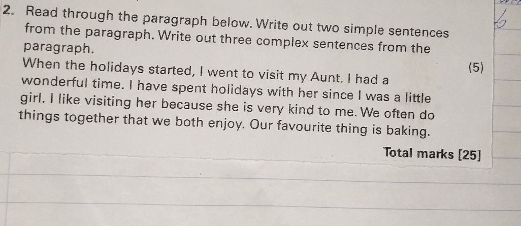 2. Read through the paragraph below. Write | StudyX