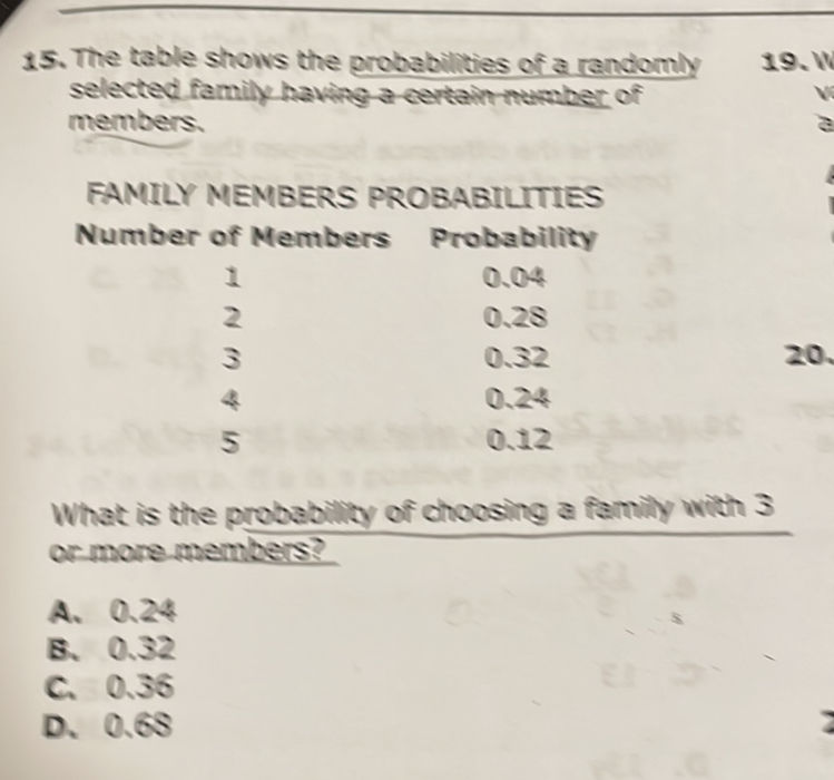 The table shows the probabilities of a | StudyX