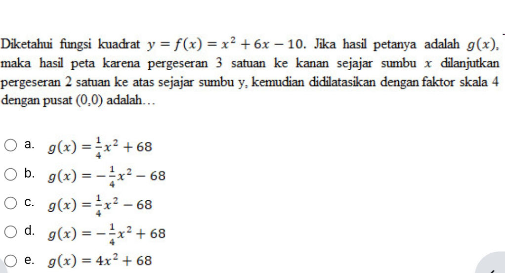 Diketahui fungsi kuadrat $y = f(x) = x^2 + | StudyX