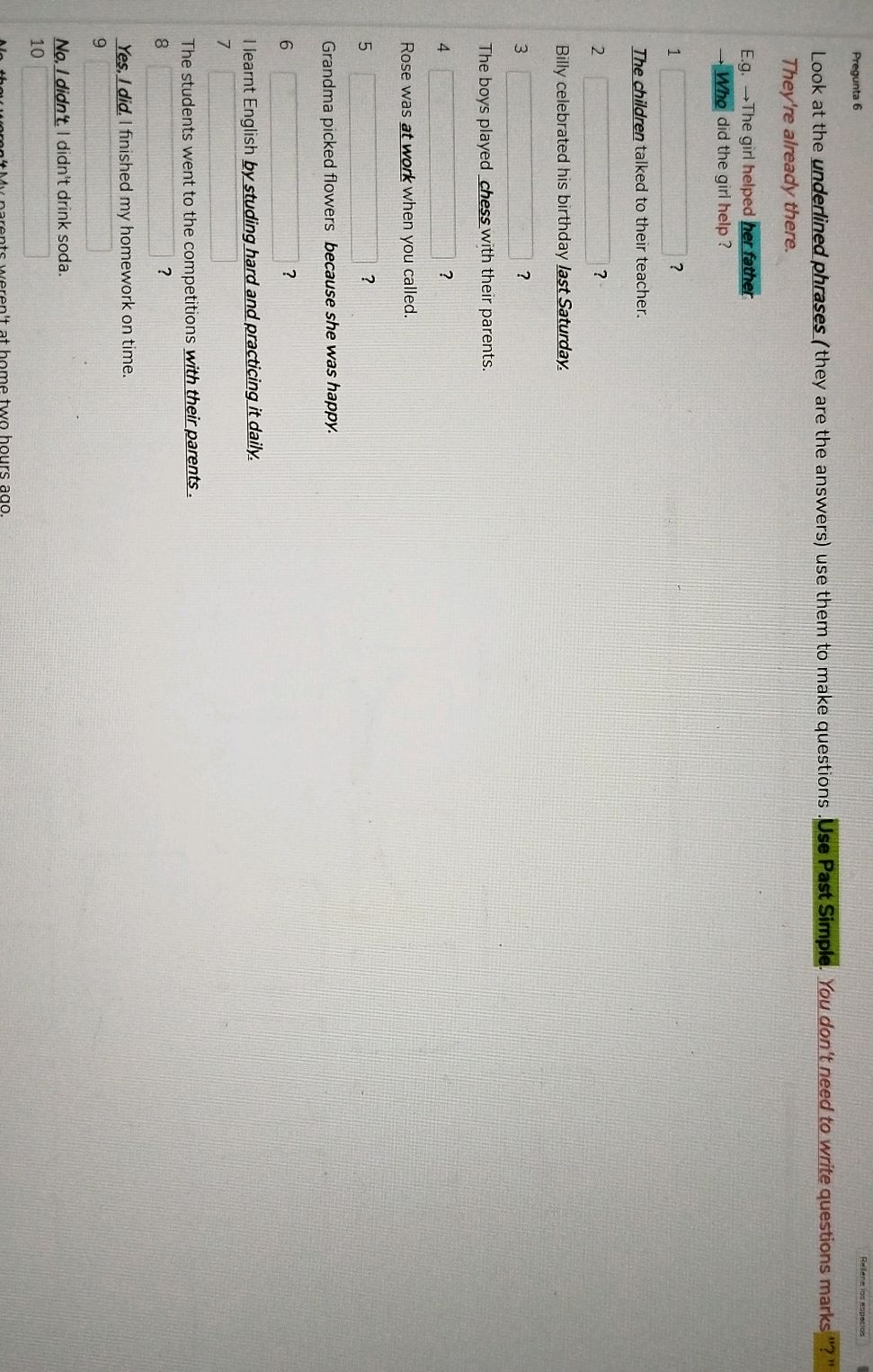 Look at the underlined phrases (they are the | StudyX