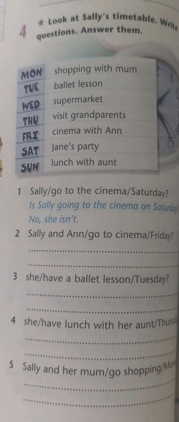 Look at Sally's timetable. Write questions. | StudyX
