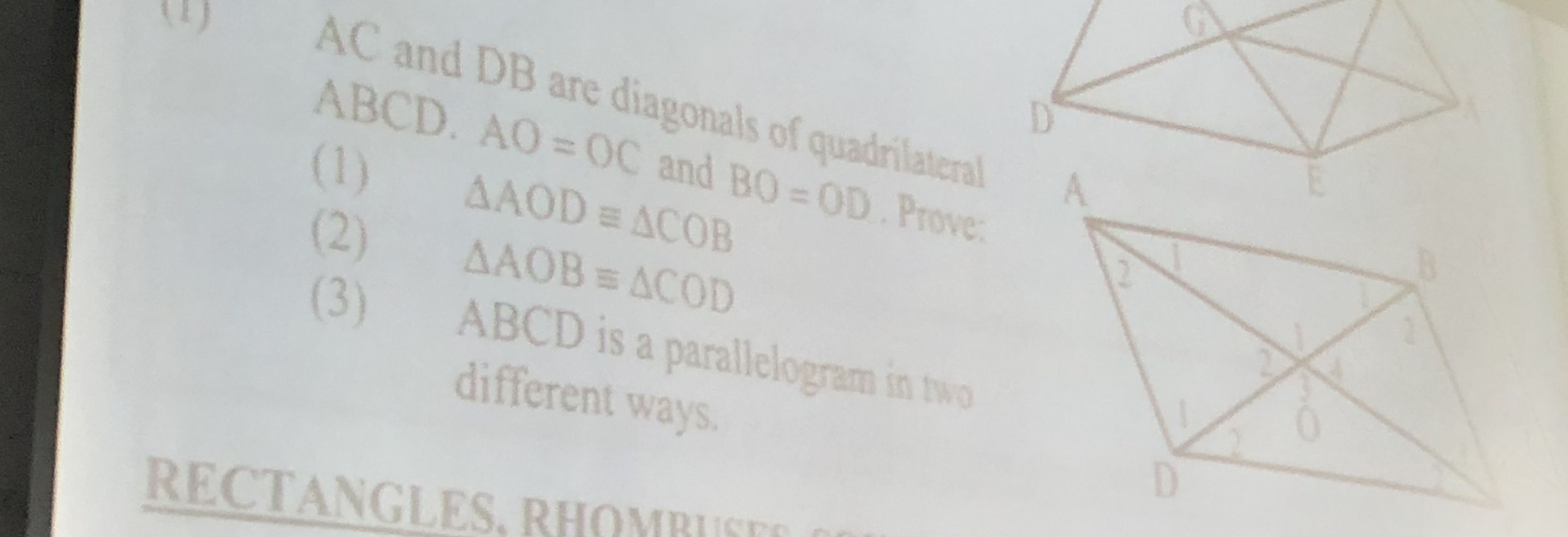 AC and DB are diagonals of quadrilateral | StudyX