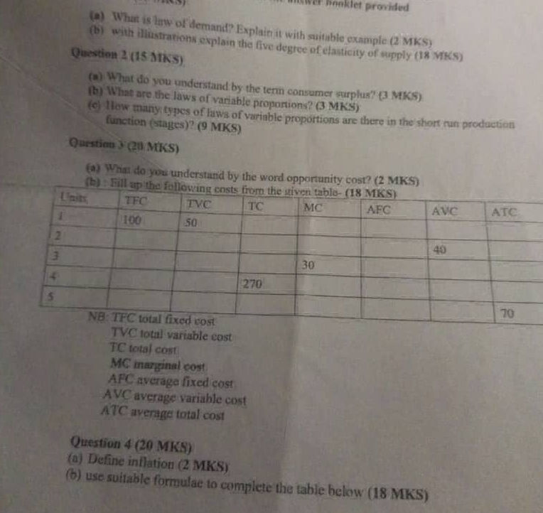 Question 1 (20 MKS) (a) What is law of | StudyX