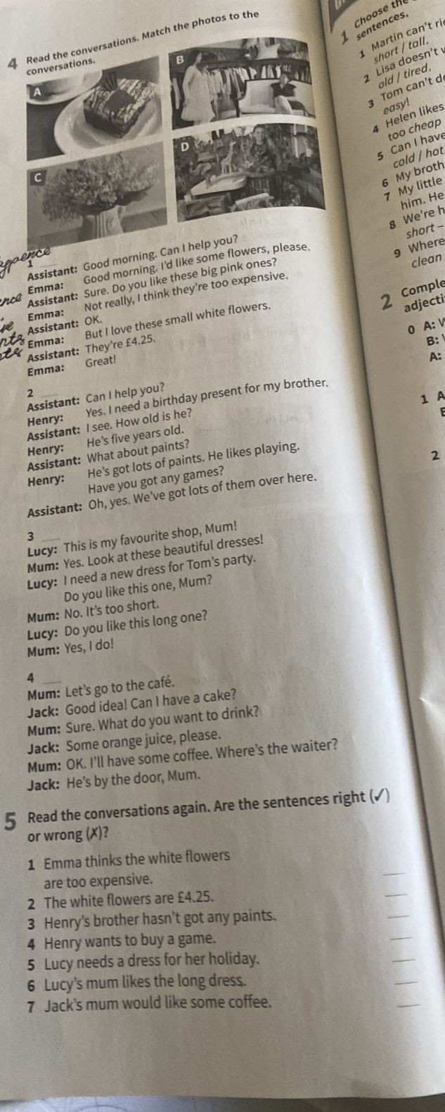 4 Read the conversations. Match the photos | StudyX