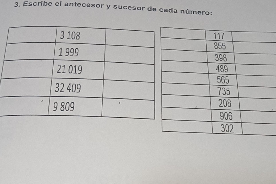 3. Escribe el antecesor y sucesor de cada | StudyX