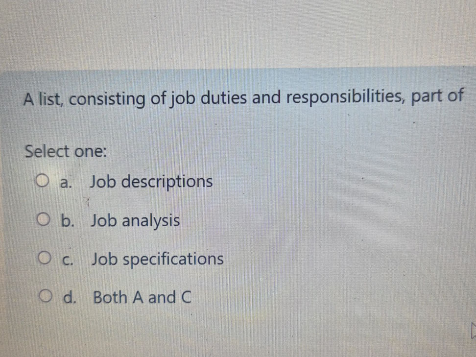 A list, consisting of job duties and | StudyX