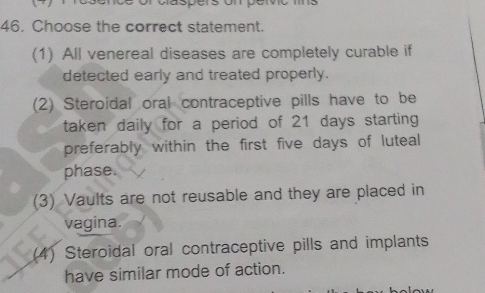 46. Choose the correct statement. (1) All | StudyX