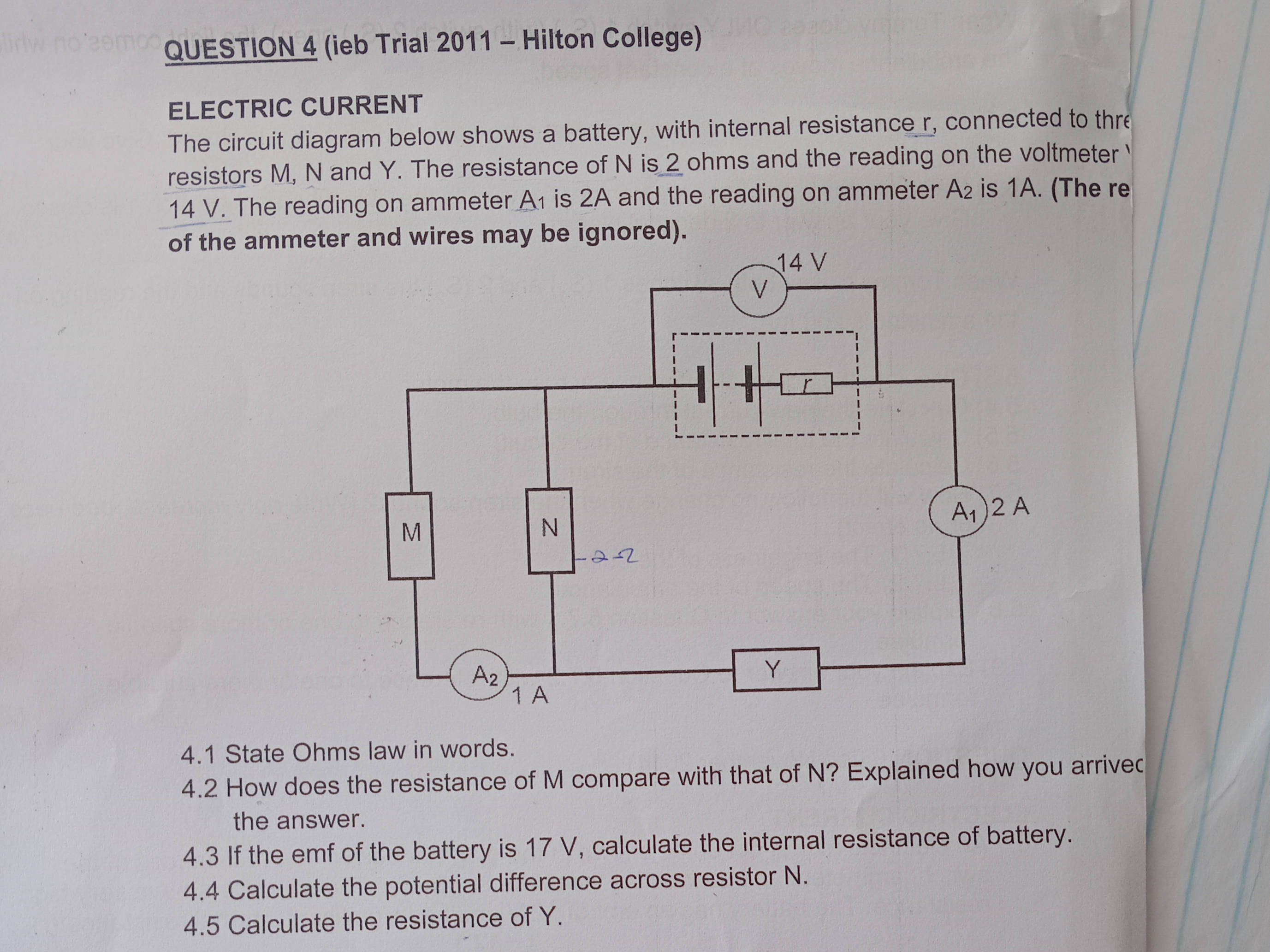 The circuit diagram below shows a battery, | StudyX