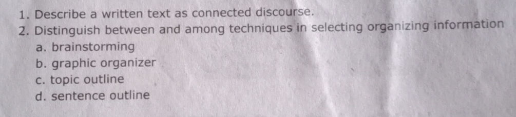 1. Describe a written text as connected | StudyX