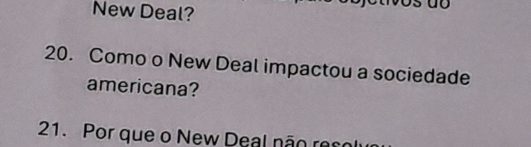 20. Como o New Deal impactou a sociedade | StudyX