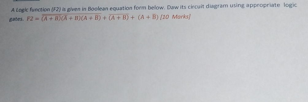 A Logic function (F2) is given in Boolean | StudyX