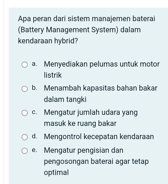 Apa peran dari sistem manajemen baterai | StudyX
