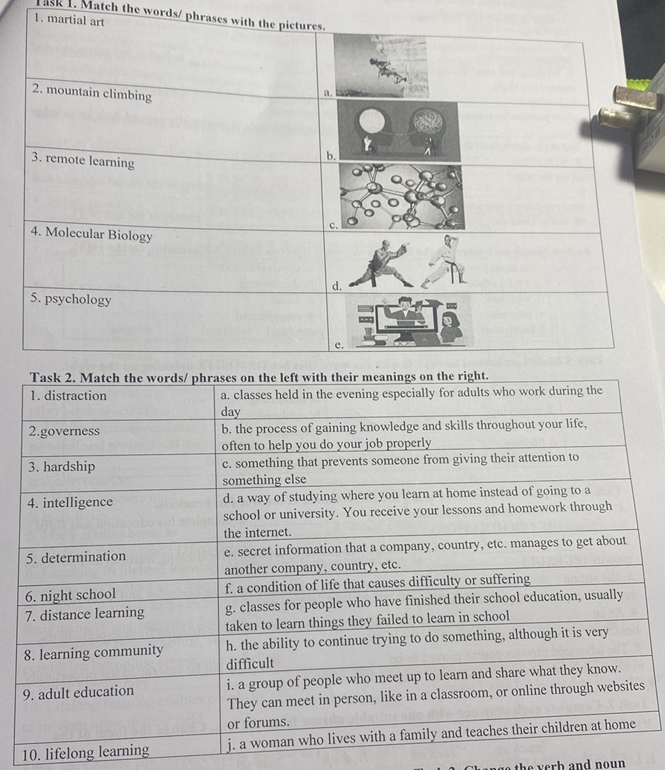 Task 1. Match the words/ phrases with the | StudyX