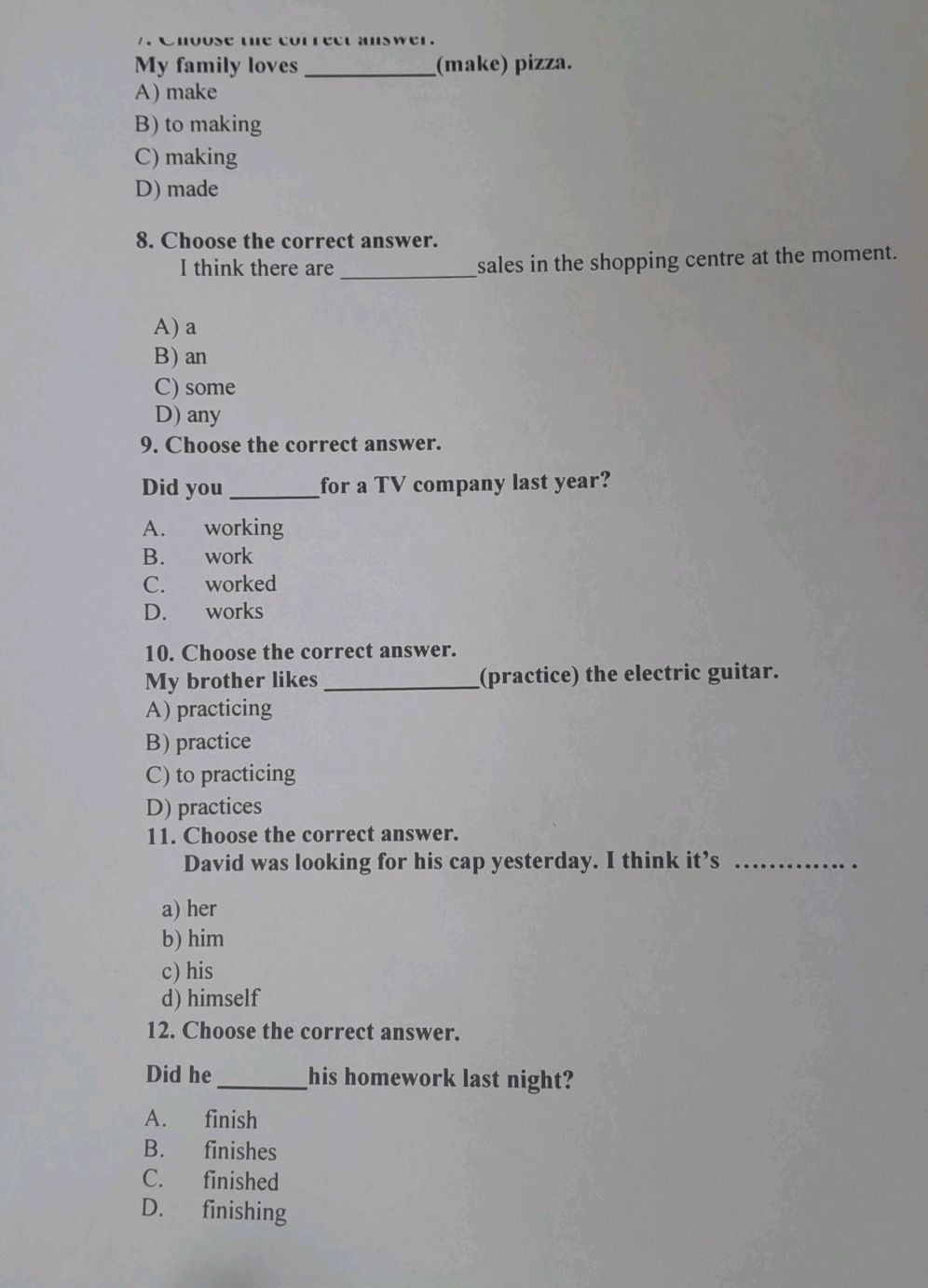 7. Choose the correct answer. My family | StudyX