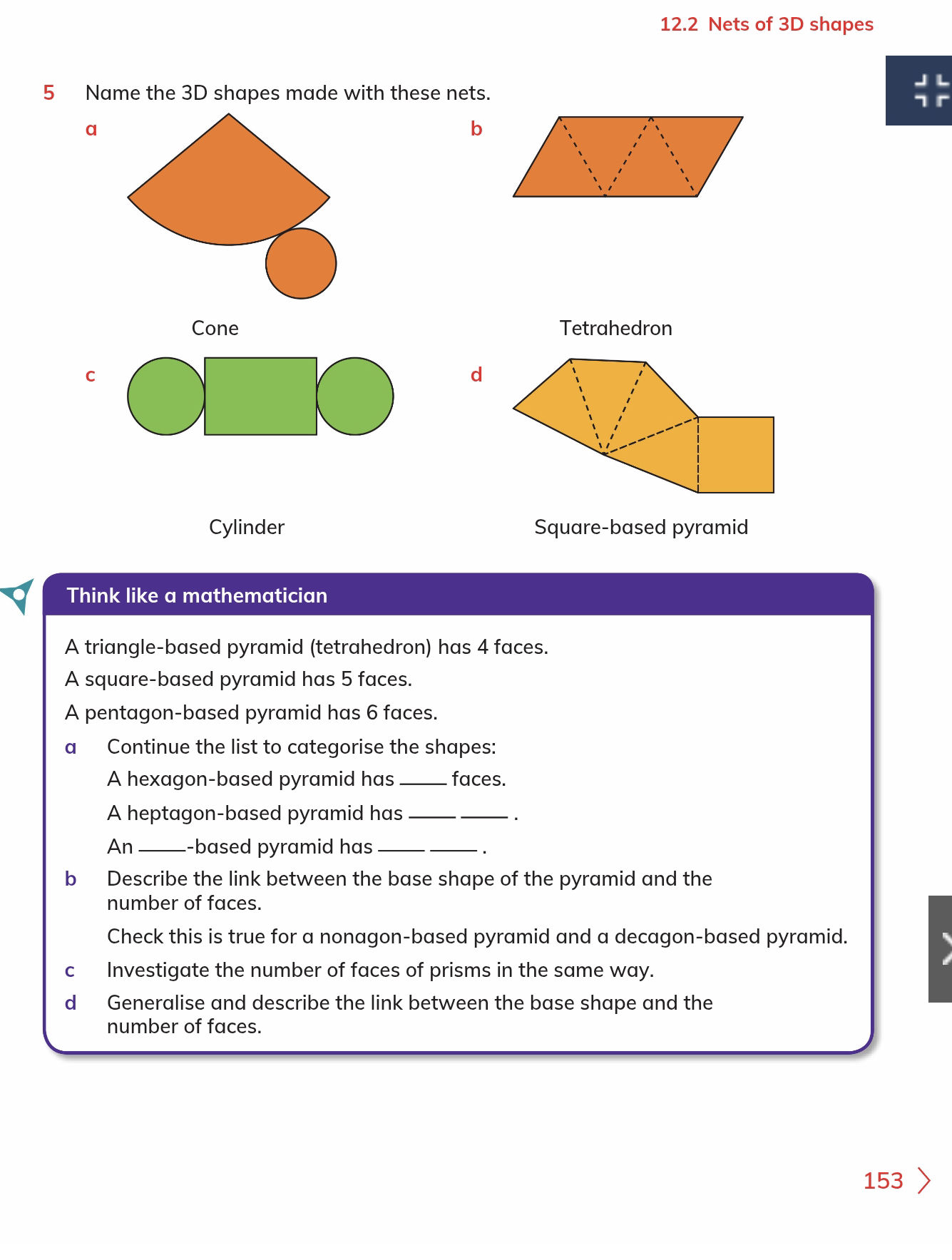 5 Name the 3D shapes made with these nets. | StudyX