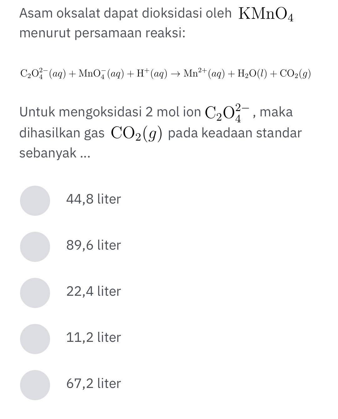 Asam oksalat dapat dioksidasi oleh $KMnO_4$ | StudyX