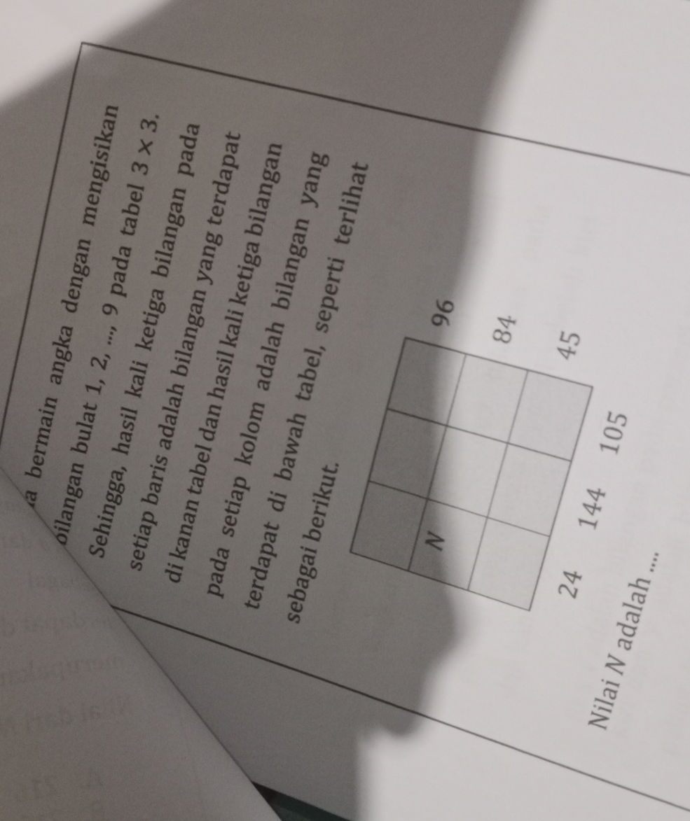 a bermain angka dengan mengisikan bilangan | StudyX