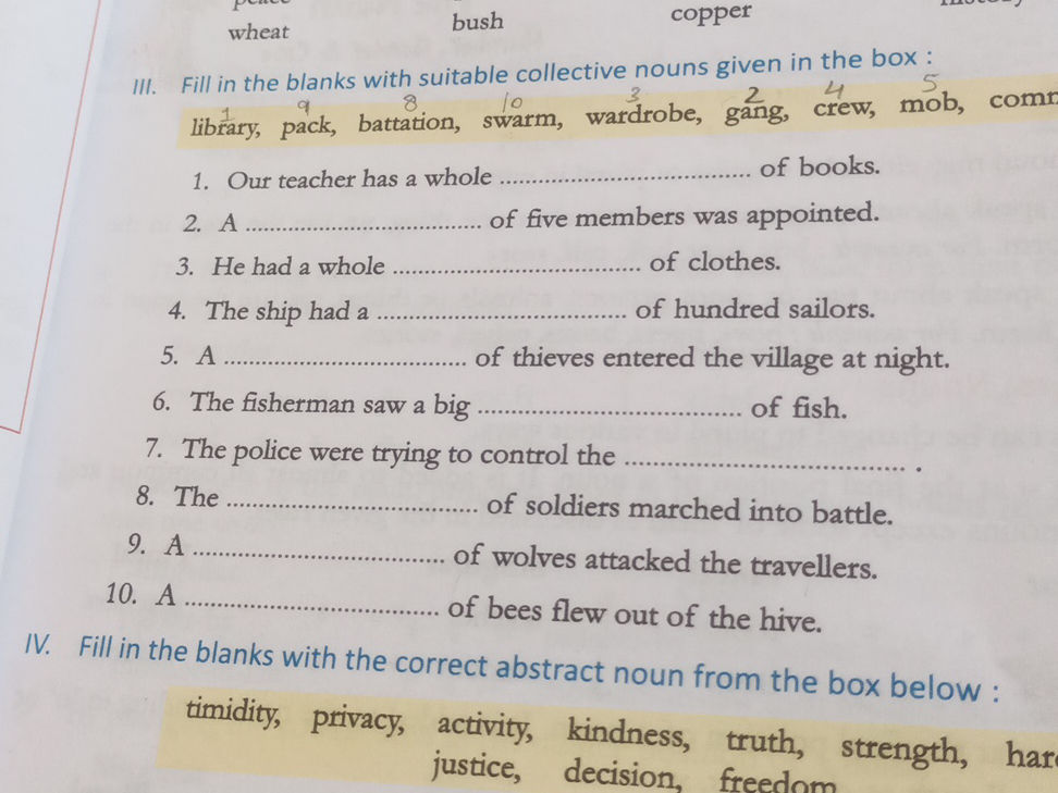 III. Fill in the blanks with suitable | StudyX