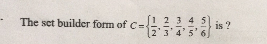 The set builder form of $C = \{ {1}{2}, | StudyX
