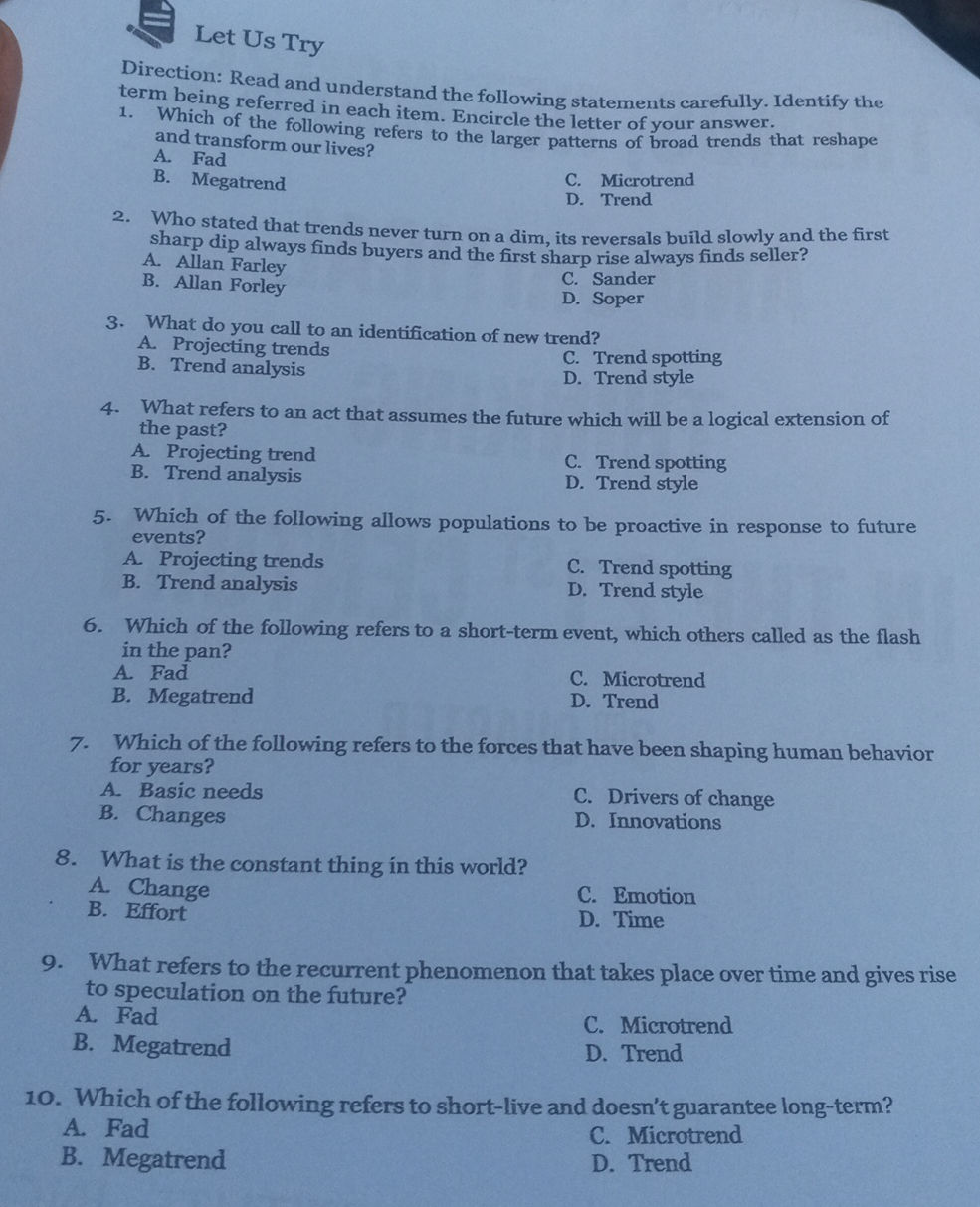 Direction: Read and understand the following | StudyX