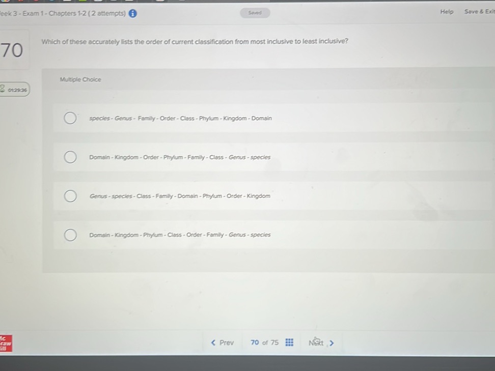Which of these accurately lists the order of | StudyX