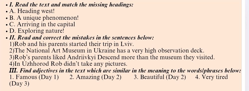 I. Read the text and match the missing | StudyX