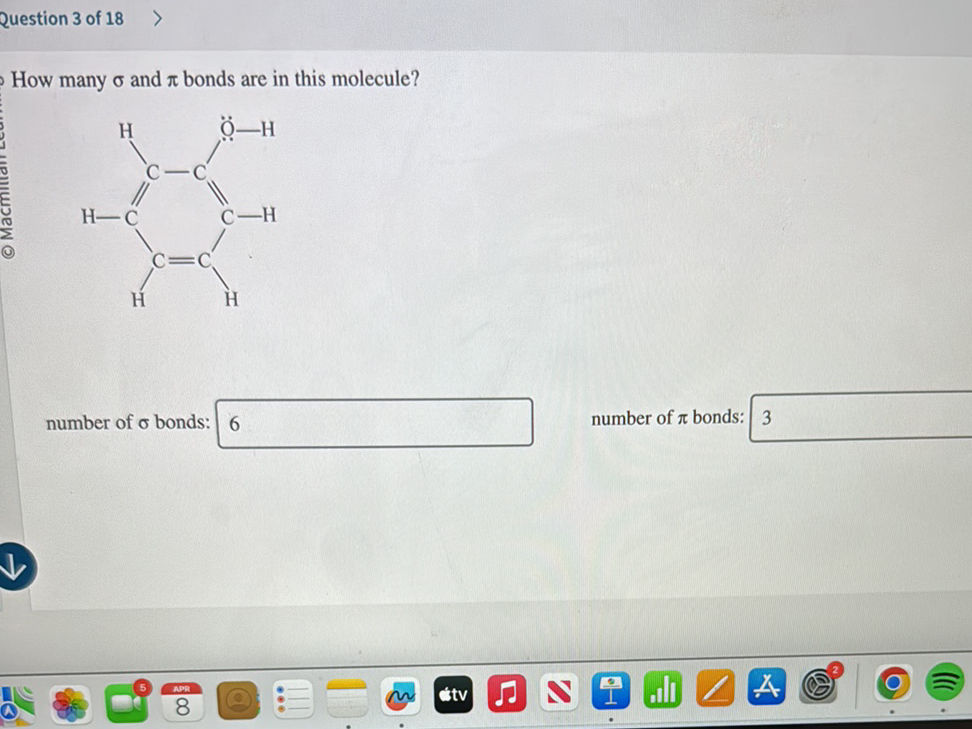 How many σ and π bonds are in this molecule? | StudyX