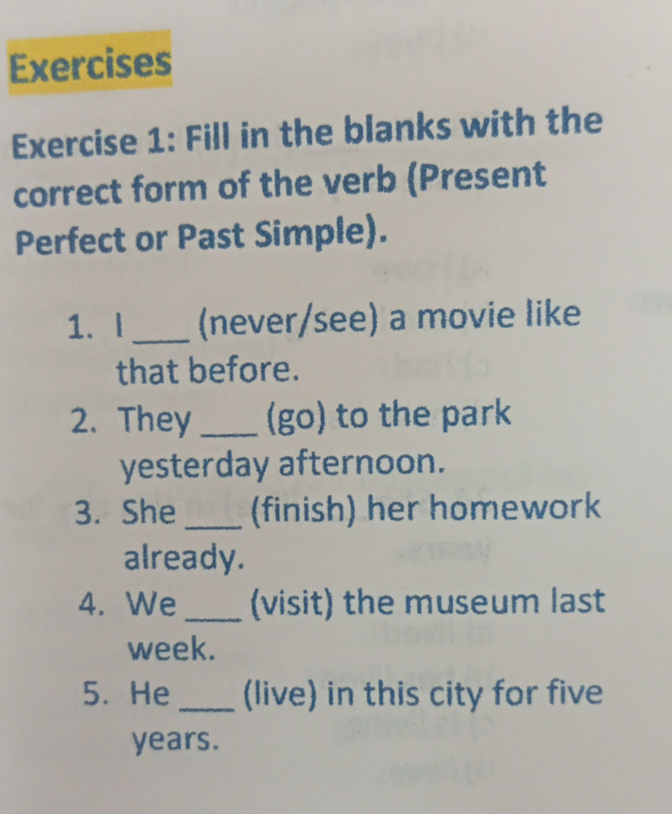 Exercise 1: Fill in the blanks with the | StudyX