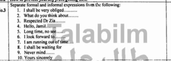 Separate formal and informal expressions | StudyX