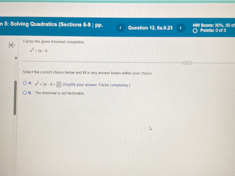 Factor the given trinomial completely. $x^2 | StudyX