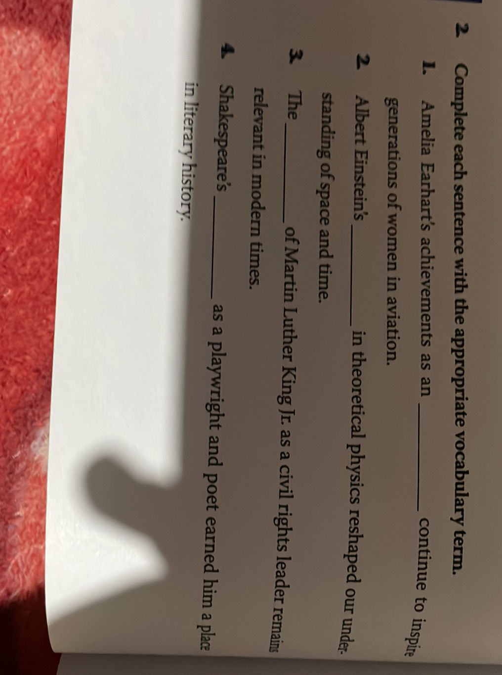 Complete each sentence with the appropriate | StudyX