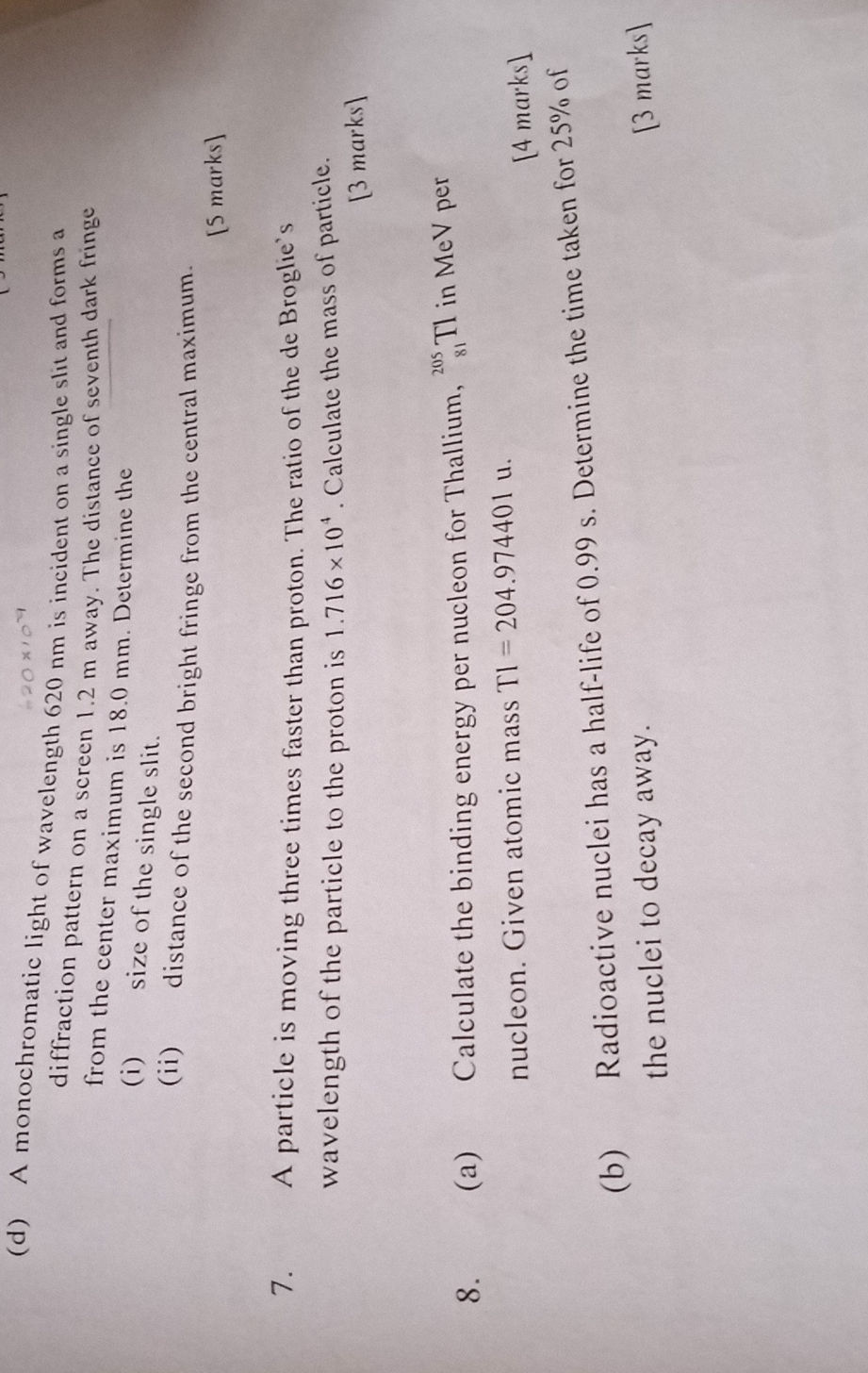 (d) A monochromatic light of wavelength 620 | StudyX