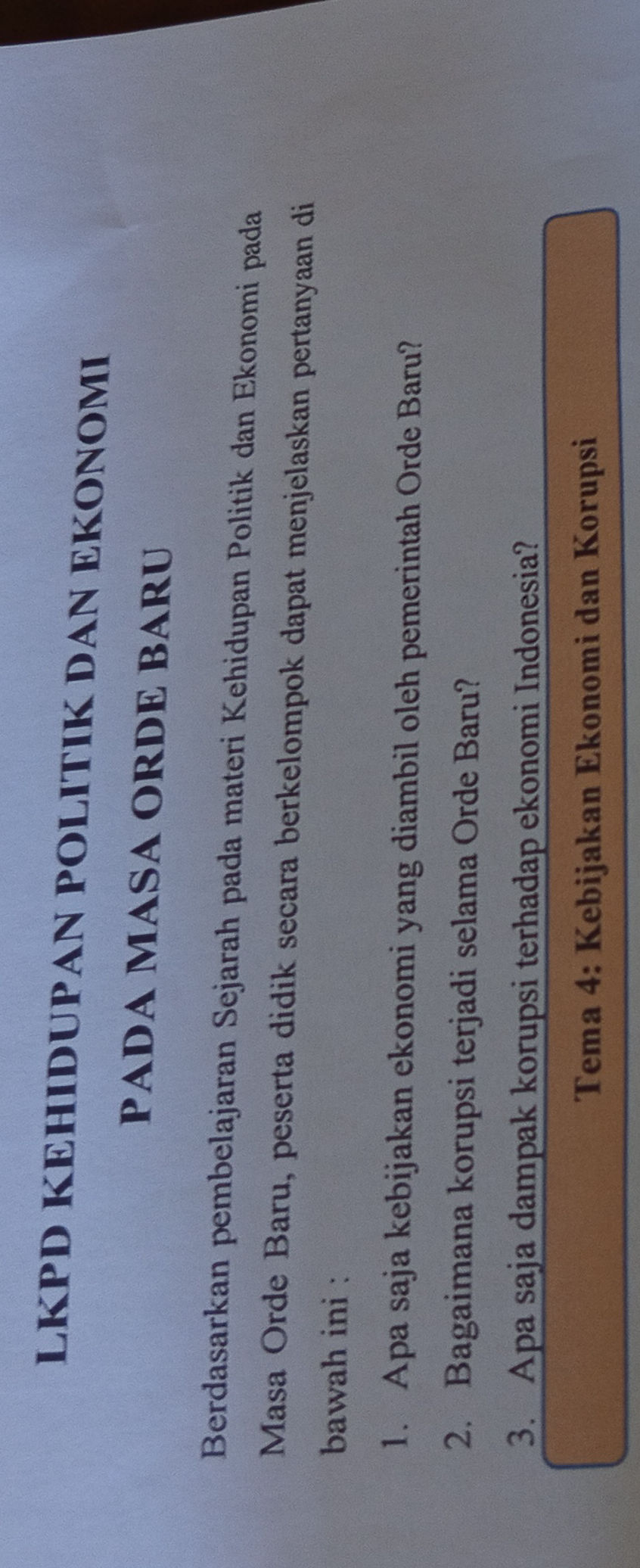 1. Apa saja kebijakan ekonomi yang diambil | StudyX