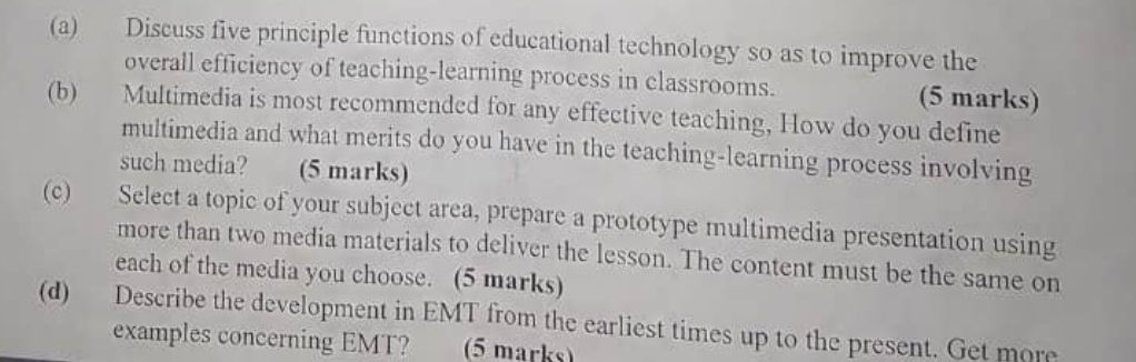 (a) Discuss five principle functions of | StudyX