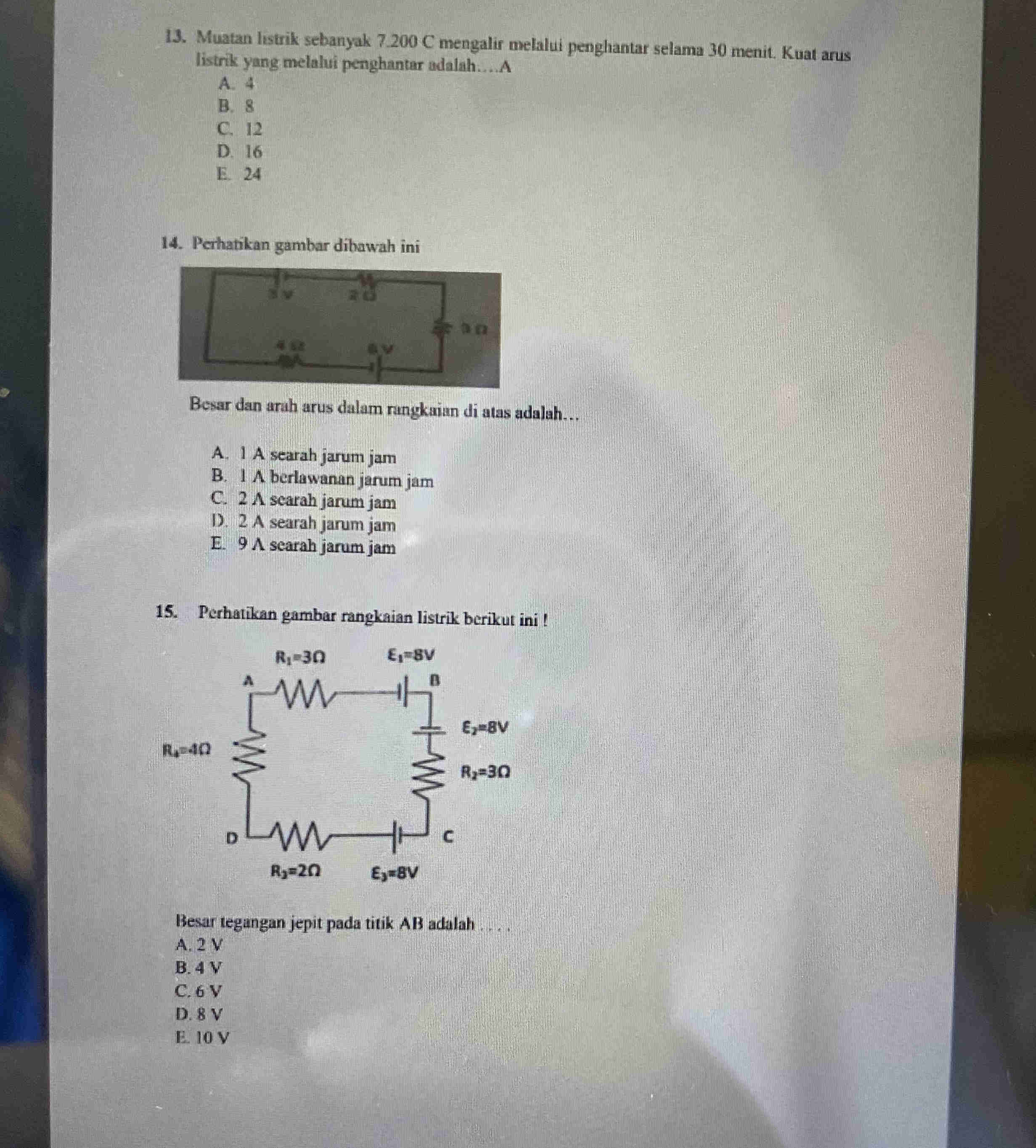 13. Muatan listrik sebanyak 7.200 C mengalir | StudyX
