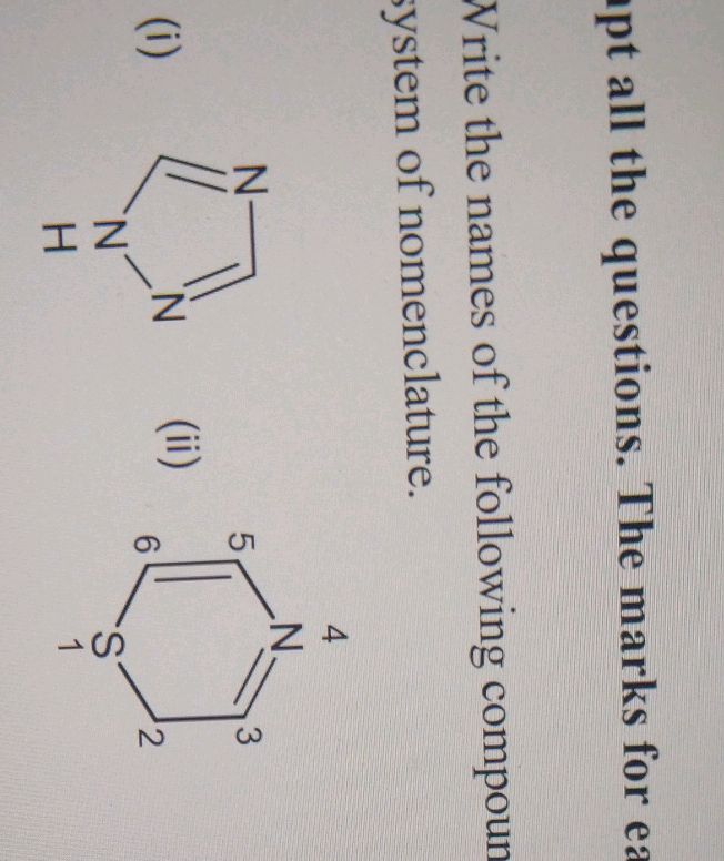 Write the names of the following compounds | StudyX