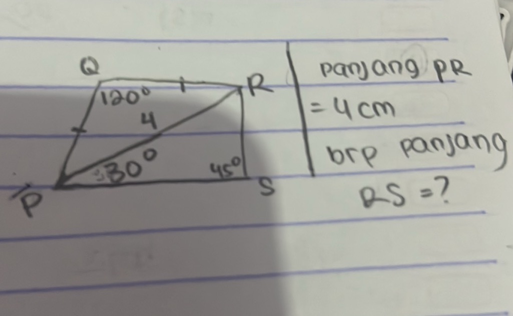 Given a quadrilateral PQRS with the | StudyX