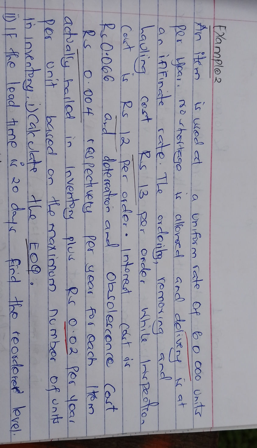 Example 2 An item is used at a uniform rate | StudyX