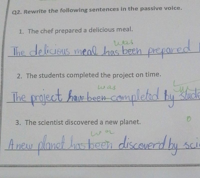 Q2. Rewrite the following sentences in the | StudyX