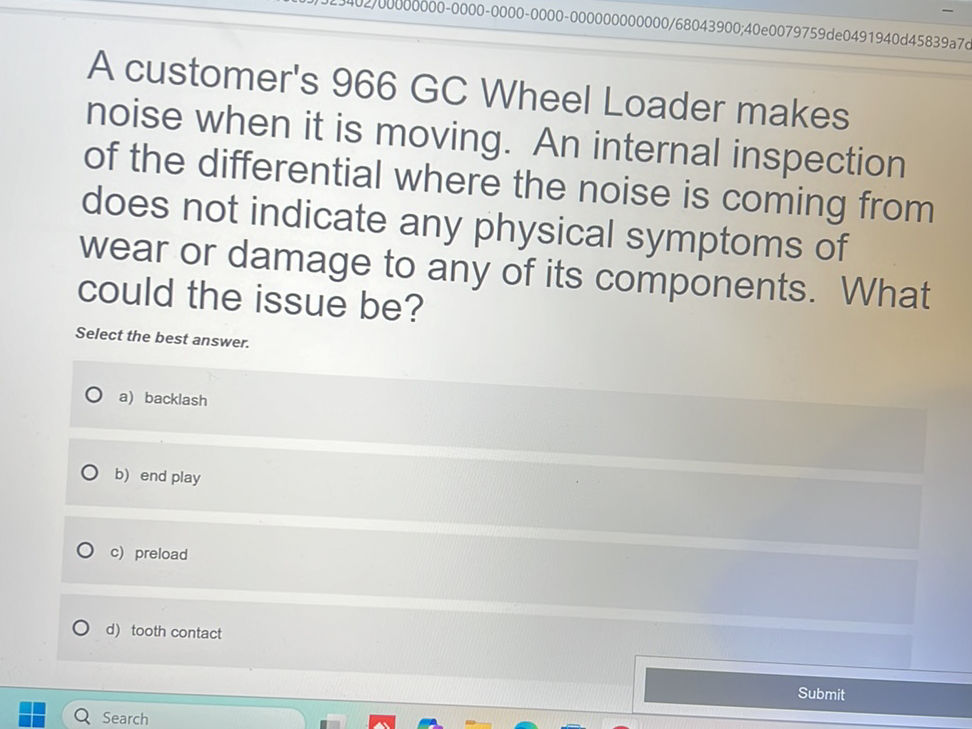 A customer's 966 GC Wheel Loader makes noise | StudyX