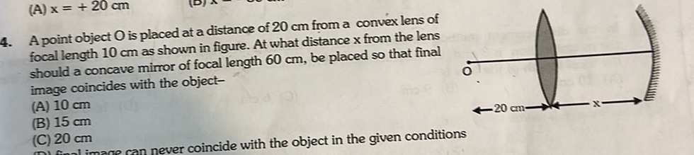 4. A point object O is placed at a distance | StudyX