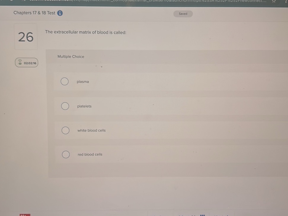 The extracellular matrix of blood is called: | StudyX