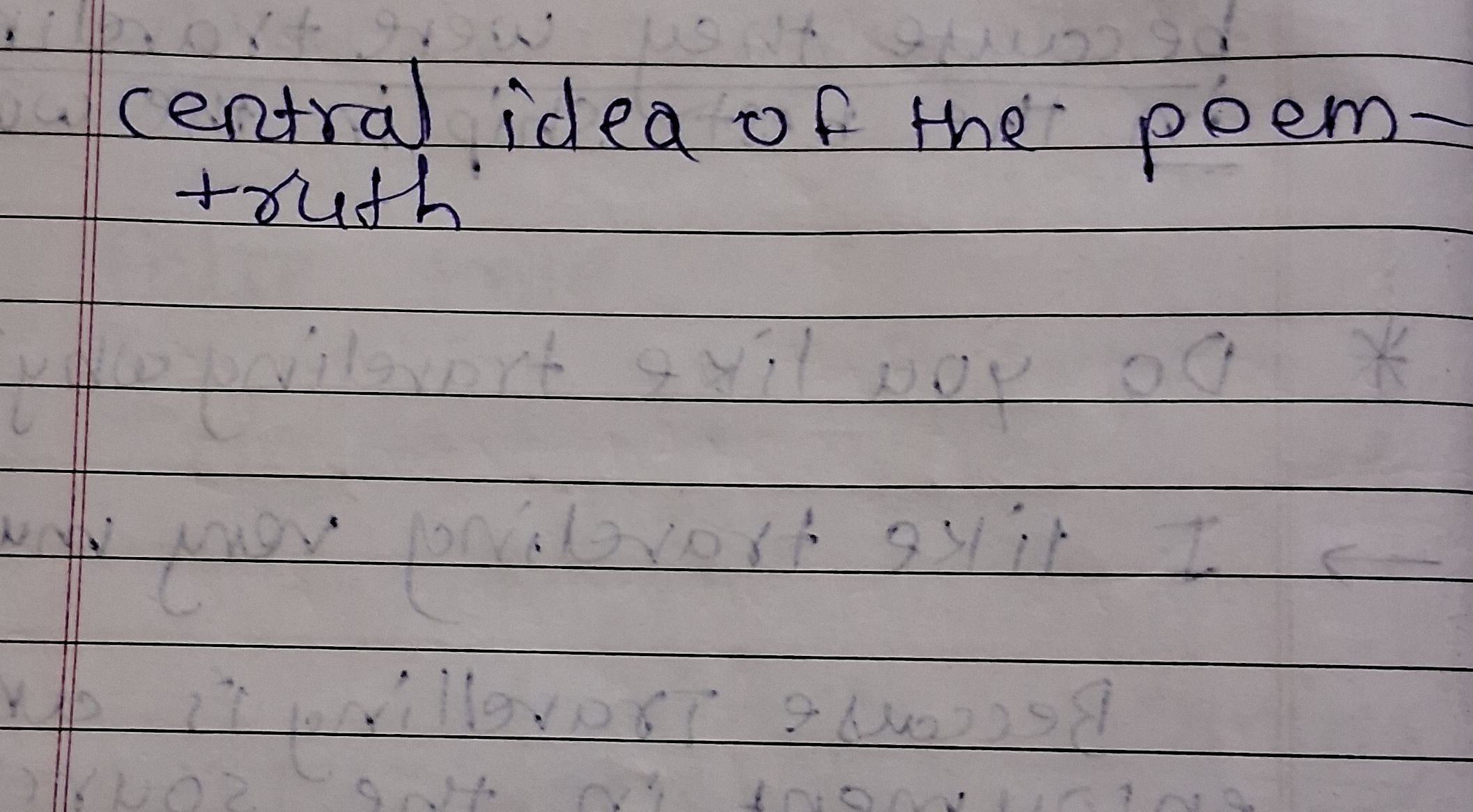 Central idea of poem: Truth | StudyX