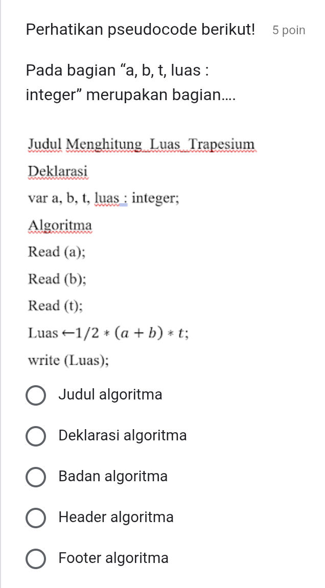 Perhatikan pseudocode berikut! Pada bagian | StudyX