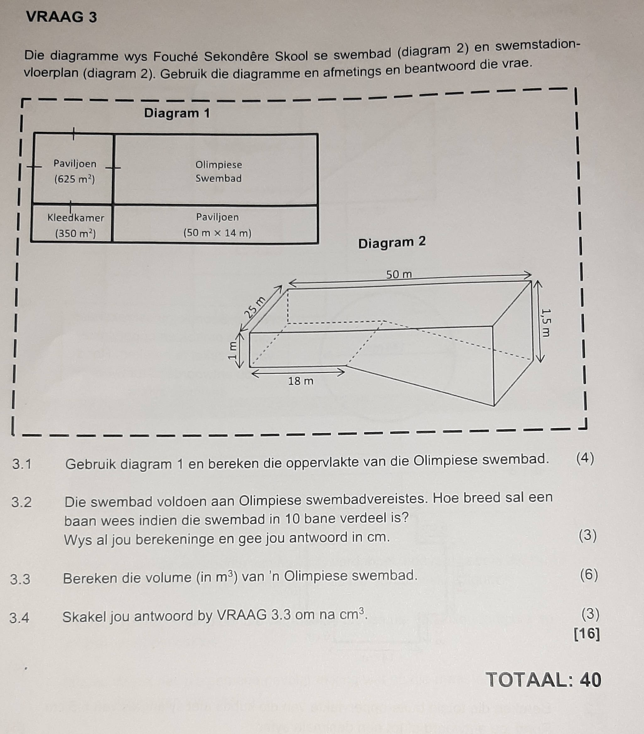 3.1 Gebruik diagram 1 en bereken die | StudyX