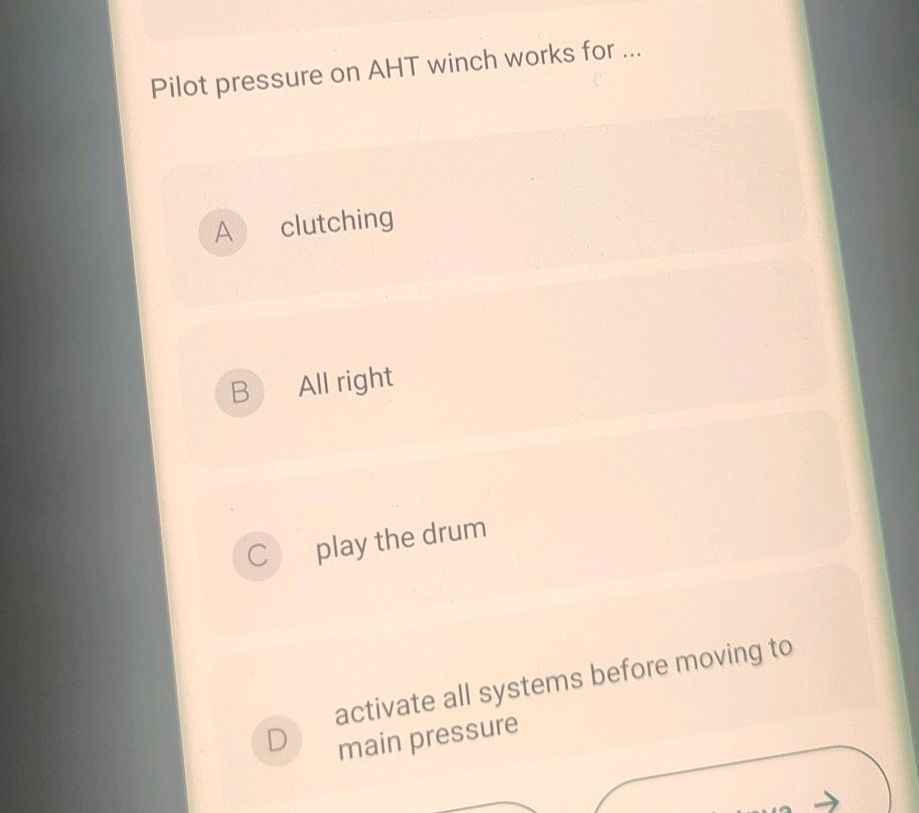 Pilot pressure on AHT winch works for ... A | StudyX