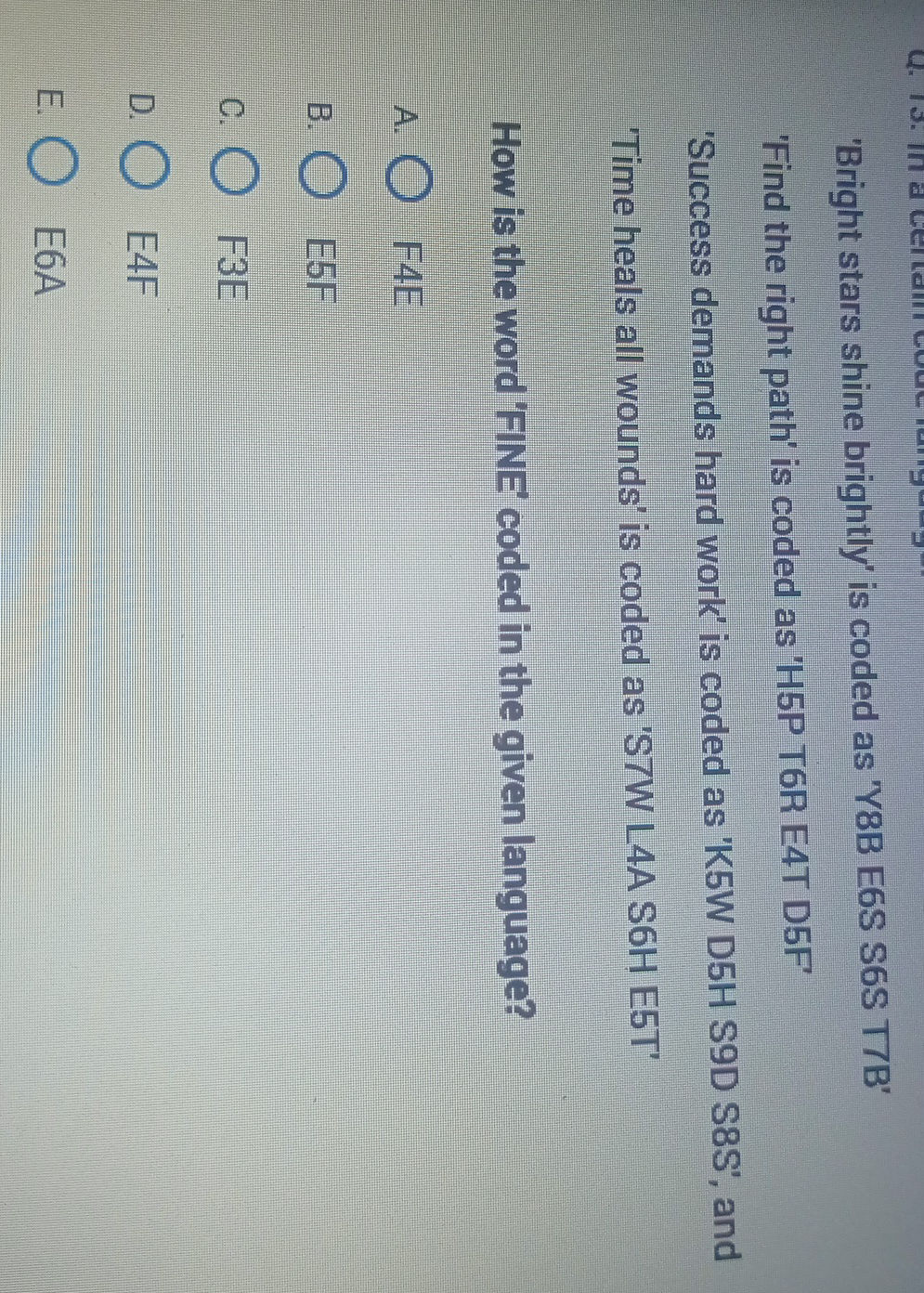 How is the word 'FINE' coded in the given | StudyX