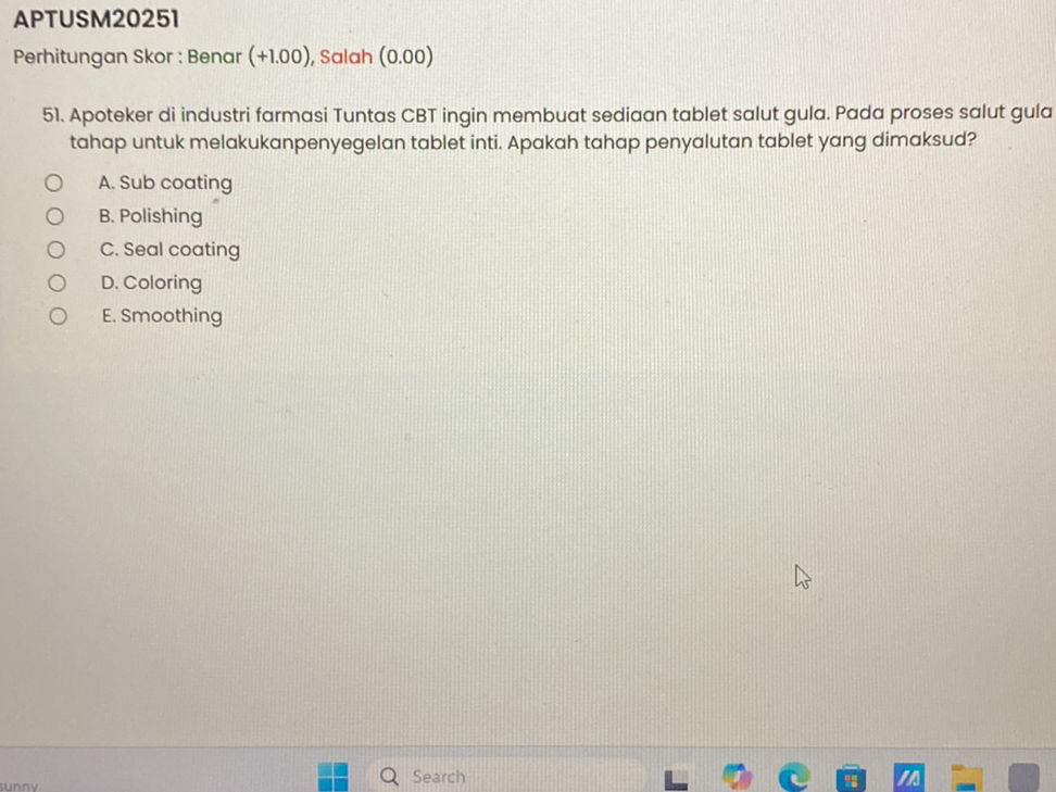 51. Apoteker di industri farmasi Tuntas CBT | StudyX